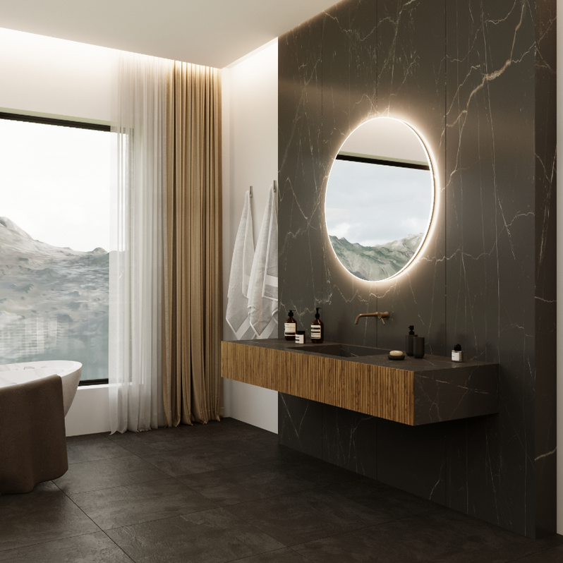 Paris Mirror Original Round 48 x 48 Round LED Backlit Mirror ...