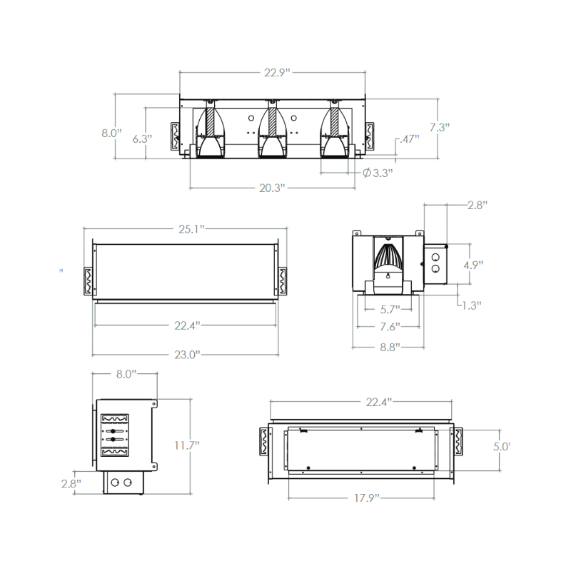 Elite FC3-LED-3000L 3 Head Flanged Recessed Multiple Combo LED ...